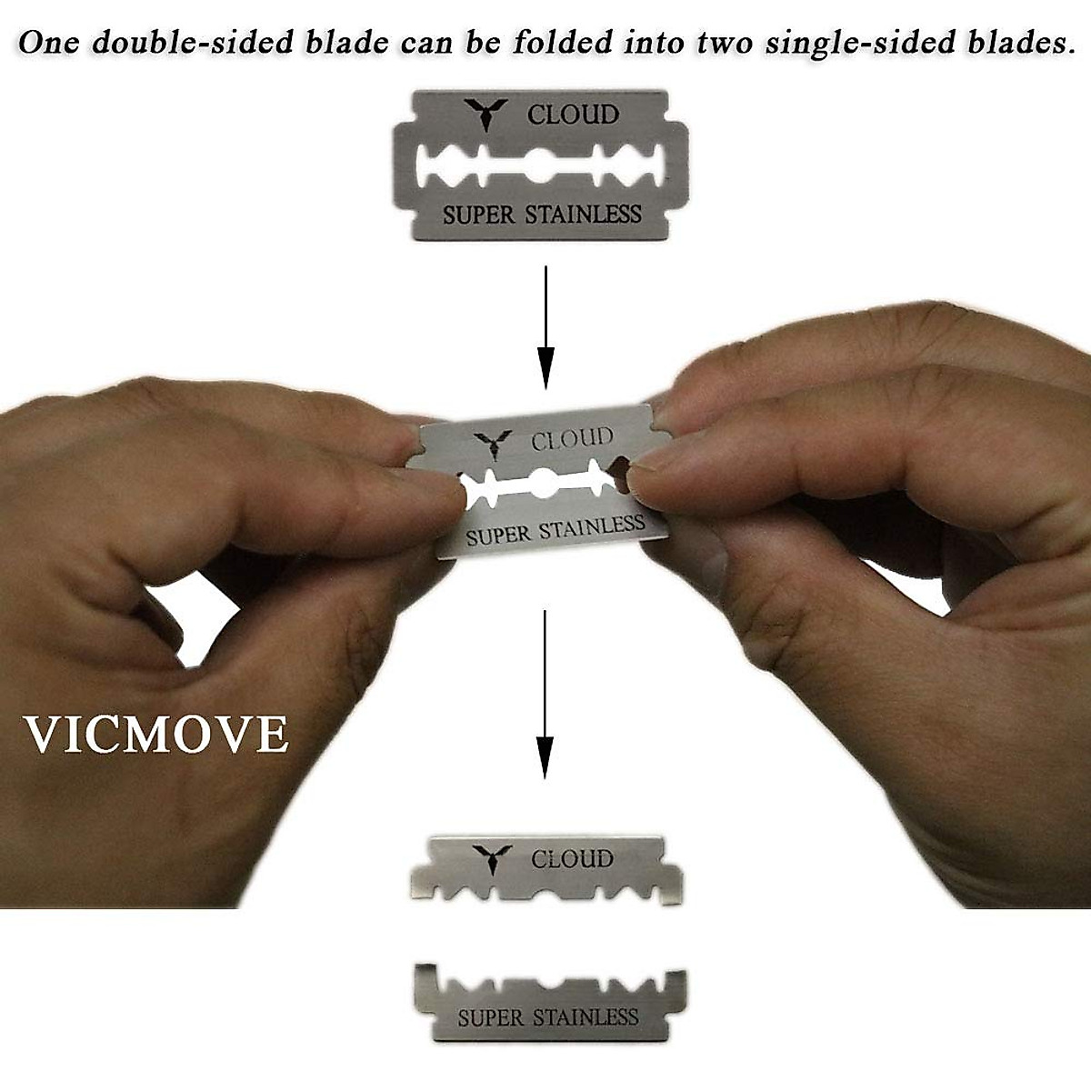 Professional Barber Straight Edge Razor Safety with 100-Pack Derby Blades - 100 Percent Stainless Steel - by VICMOVE (1 razor + 20 blades)