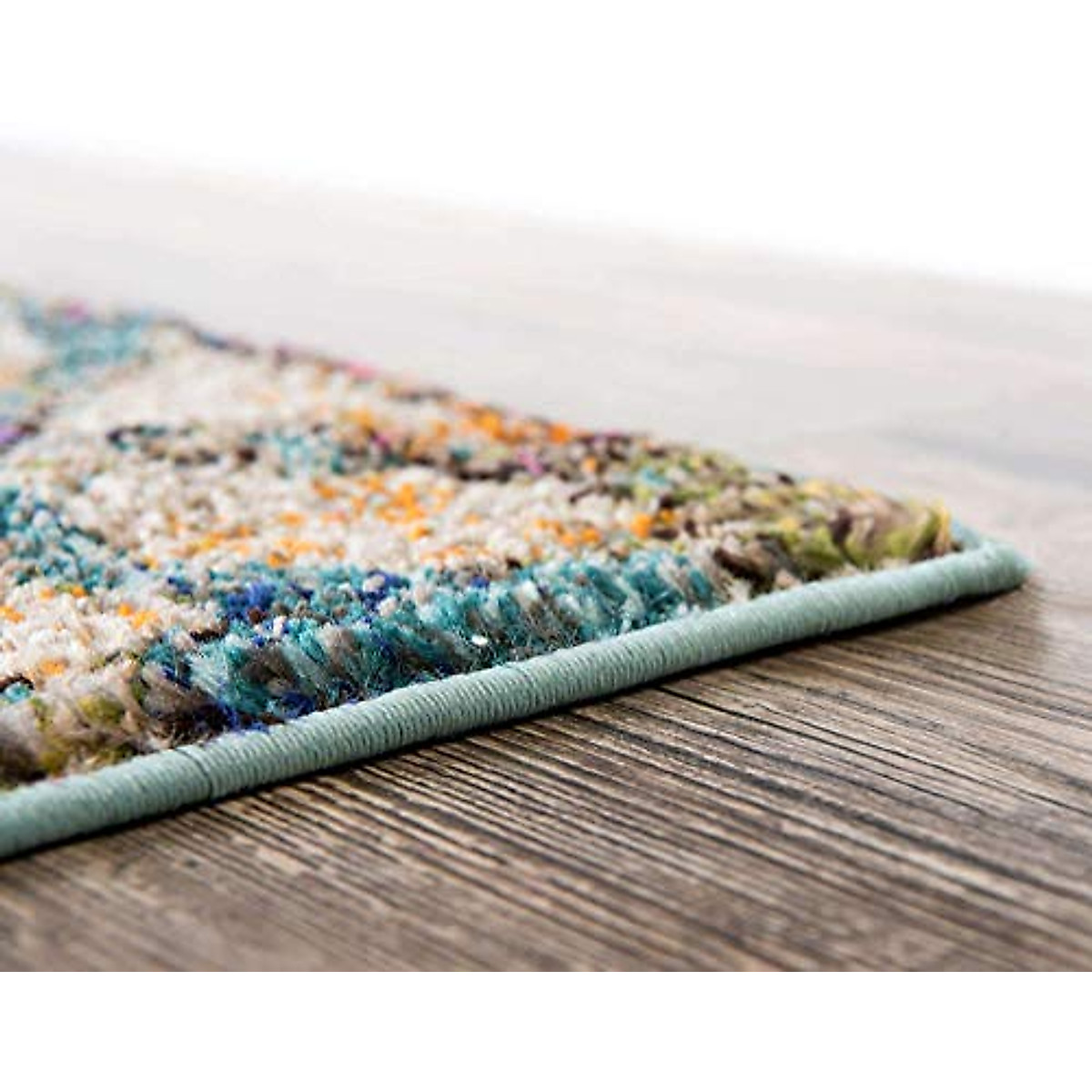Unique Loom Vita Collection Traditional Over-Dyed Saturated Floral Medallions Area Rug, 9 x 12 ft, Turquoise/Ivory