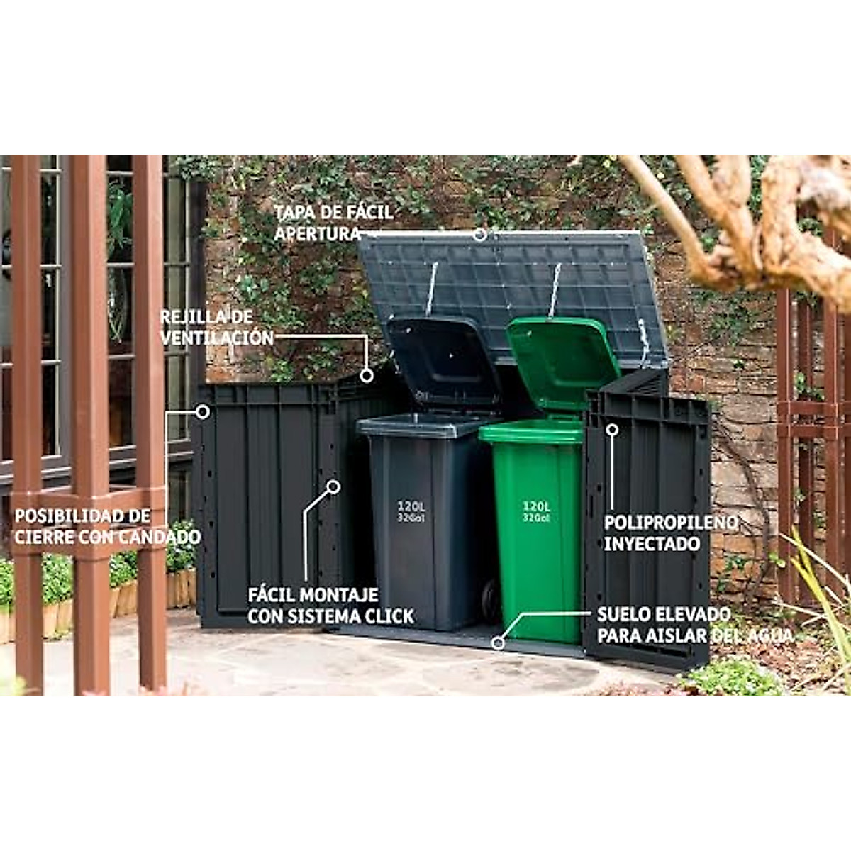 Keter 249319 Store it Out Nova Outdoor Garden Storage Shed, 32 x 71.5 x 113.5 cm, Dark Grey with Light Grey Lid