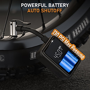 Tiiletzote Bike Pump Portable Air Compressor, 130 PSI Mini Bike Tire Pump with Gauge, Bicycle Inflator Pump Fits Presta & Schrader Valve, Electric Pump Auto Shut-Off, Small Air Pump Ball Motorcycle