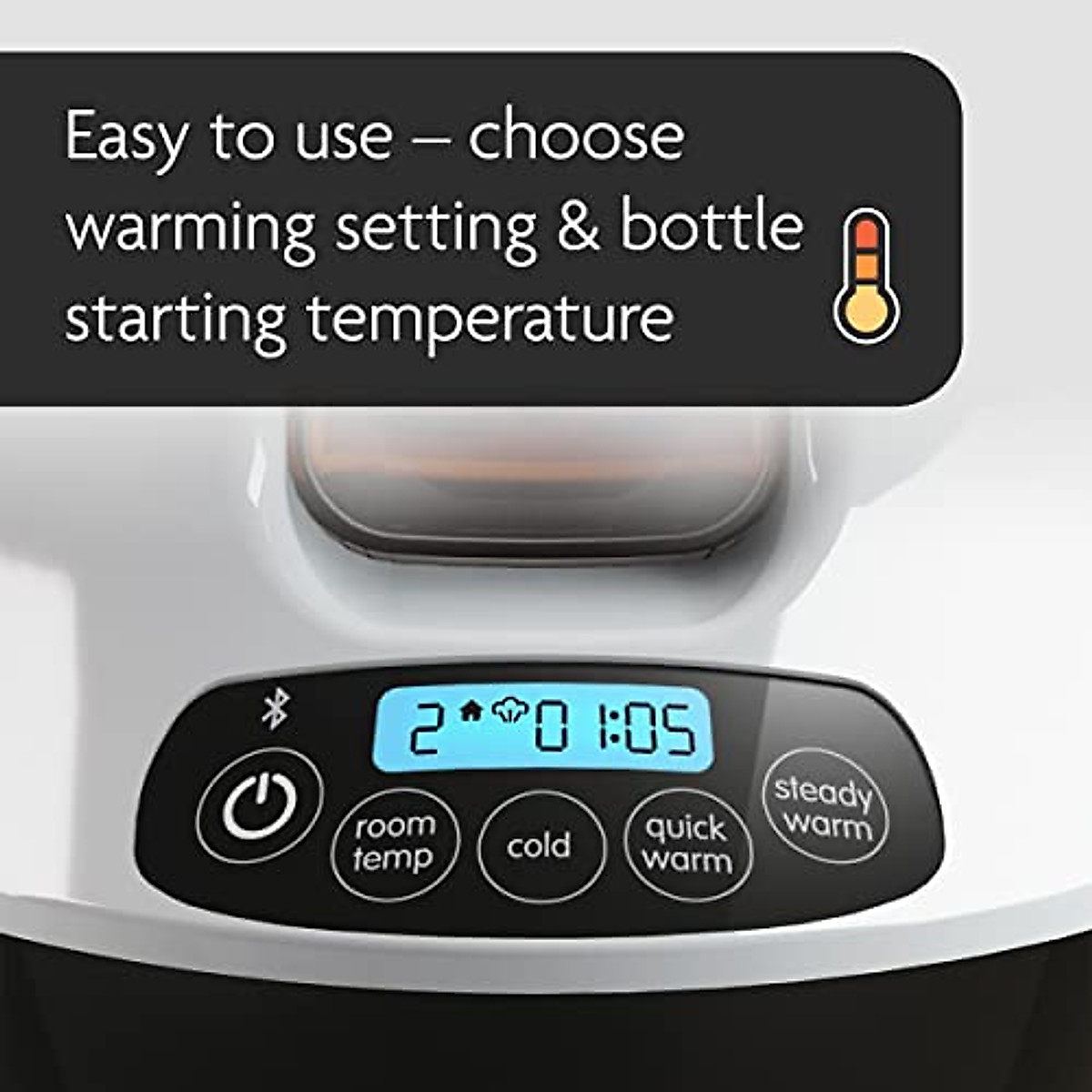 Baby Brezza Safe & Smart Electric Baby Bottle Warmer, Breastmilk Warmer + Baby Food Warmer + Defroster - Universal Warmer Fits All Feeding Bottles: Glass + Plastic – Wireless Bluetooth Control