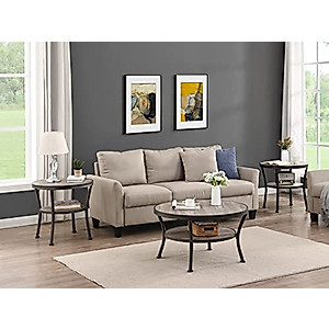 O&K FURNITURE Round End Table, Side Table for Living Room,Small Round Accent Table, Grey