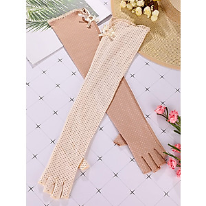 2 Pairs Women UV Sun Protection Driving Gloves Touchscreen Cotton Arm Sun Block Gloves for Outdoor Sports Summer Supplies (Color Set 4)