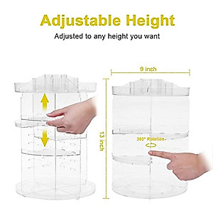 chfine 360 Rotating Makeup Organizer, Large Capacity Detachable Spinning Cosmetics Organizer with 4 Layers, Lazy Susan Makeup Organizer for Skin Care Products Makeup Sets (Crystal Clear)