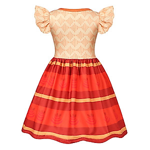 COTRIO Magic Family Dolores Costume Dress up for Girls Birthday Party Fancy Dress Toddler Kids Halloween Cosplay Outfits Role Play Clothes Pretend Play Dresses Size 5T (4-5 Years, Orange, 120)