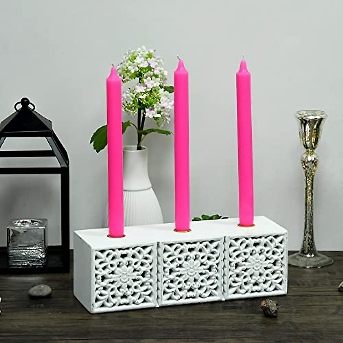 Zest Candle 12-Piece Taper Candles, 10-Inch, Hot Pink Straight