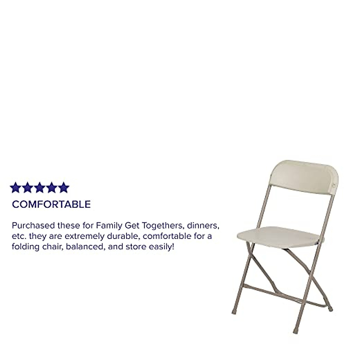 Flash Furniture Hercules Series Plastic Folding Chair - Beige - 650LB Weight Capacity Comfortable Event Chair - Lightweight Folding Chair