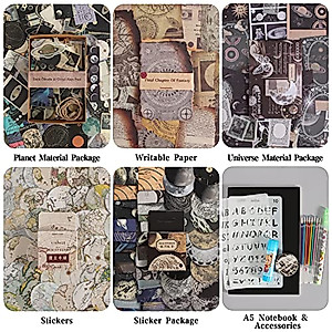 434PCS Scrapbooking Supplies Outer Space Scrapbook Kit Astronomy Aesthetic Celestial Stickers Planet Adventure Scrapbook Paper Stationary Tape A5 Junk Journal Planner Girls Kids Boys DIY Craft Gifts