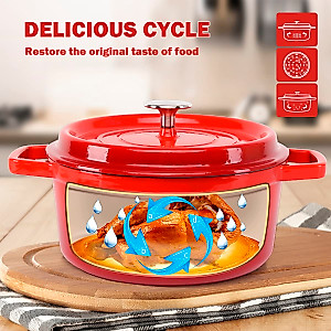 Cast Iron Dutch Oven Pot With Lid, 2-In-1 Pre Seasoned 3qt Dutch Oven Cast Iron Cookware For Frying,Camping,Cooking, Baking