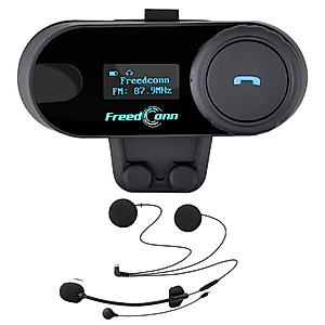 FreedConn Motorcycle Helmet Bluetooth Intercom Kit, TCOM-SC Motorbike Helmet Intercom Interphone Headset, for 2 or 3 Riders, LCD Screen/FM Radio/Mobile phone/MP3/GPS Connective/Range 800m(1 Pack)