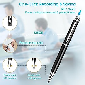 128GB Voice Recorder 23Hrs Long Battery Life, Recorder Voice Activated with Intelligent Noise Reduction, Portable Recording Device for Lecture/Meeting/Course, Audio Recorder Transfer File to Computer