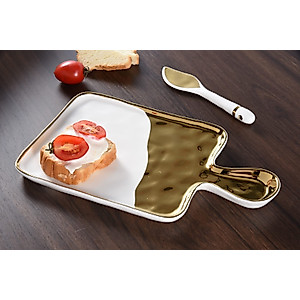 Pampa Bay Get Gifty White and Gold Porcelain Serving Tray