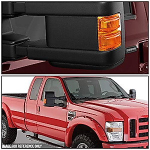 Powered+Heated+Amber LED Signal Towing Mirrors Compatible with Ford F250-F550 Super Duty 08-16, Driver and Passenger Side, Black Cover