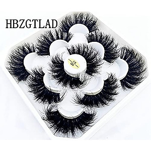 HBZGTLAD new 5 Pairs 25 mm 3d Mink Lashes Bulk Faux with Custom Natural Mink Lashes Pack Short Wholesales False Eyelashes (9D-03)