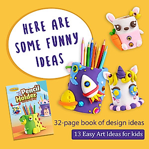 Drama Planet Arts and Crafts Kit for Kids, Make Your Own Pencil Holder with Air Dry Clay, Modeling Clay for Kids, Gift for Boys and Girls Ages 6 7 8 9 10 Years Old and Up