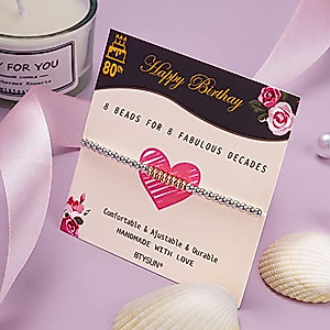 Btysun 80th Birthday Gifts for Grandma Her Stretch Bracelets for Women Rose Gold Bead Grandma Birthday Gifts Thanksgiving Christmas Jewelry