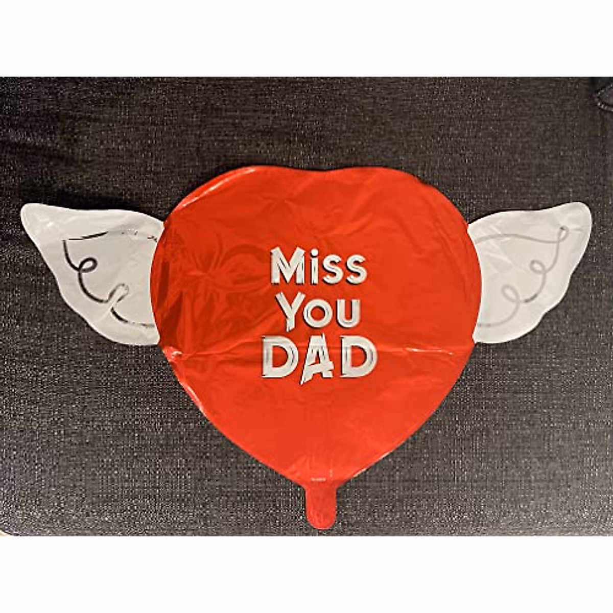 Miss You Dad Heavenly Balloons heart shaped with angel wings (Red)