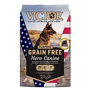 Victor Super Premium Dog Food – Purpose - Grain Free Hero Canine – Premium Gluten Free Dog Food for Active Adult Dogs – High Protein with Glucosamine and Chondroitin for Hip and Joint Health, 30lbs