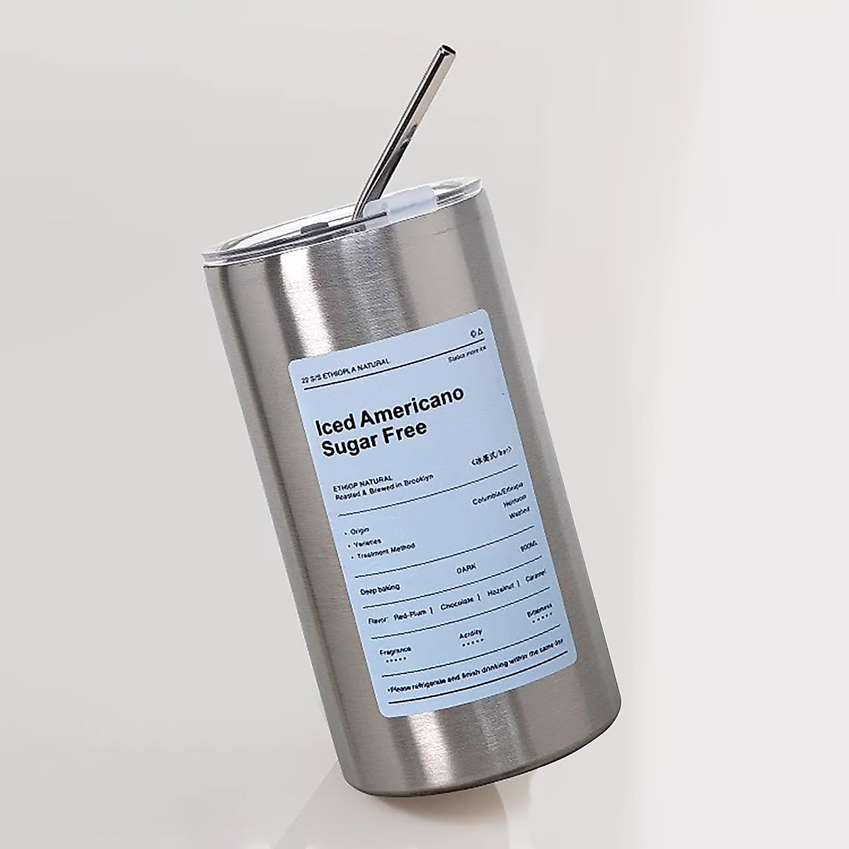 20OZ insulation and cooling ice cream cup, simple office portable car straw water cup, vacuum double-layer coffee cup, 304 stainless steel cold and hot drink travel cup (Silvery)