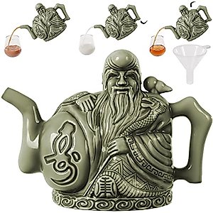 Assassins Teapot Handmade Chinese Ceramic Assassin Teapot Trick, Magic Trick Assassin's Teapot, Chinese Assassin Tea Pot Tea Kettle Conversation Starter Assassin Teapot Mini Funnel By Crown Display