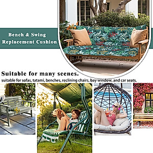 HIYEN Porch Swing Cushions 3 Seater Replacement, Waterproof Bench Cushions for Outdoor Furniture with Backrest, 4" Thickened Patio Swing Cushion with Ties (Flower, 47 * 40 inch)