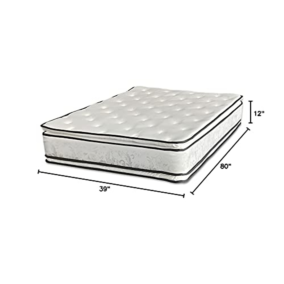 Nutan, 12-Inch Medium Plush Double Sided Pillowtop Innerspring Mattress, Twin XL
