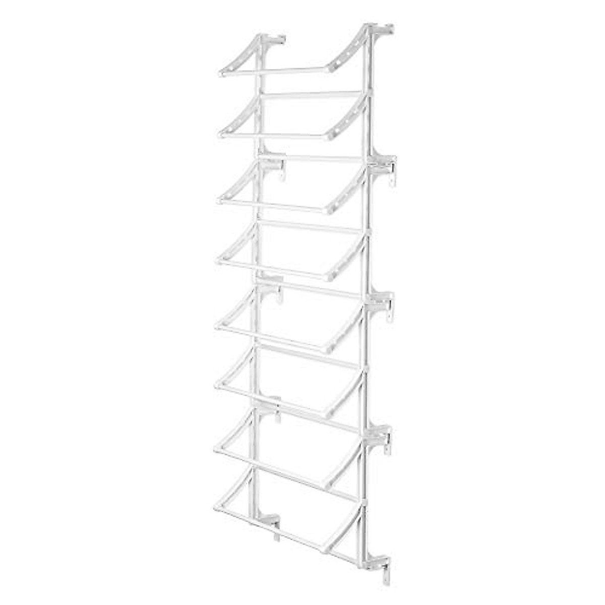 Imperial Home Shoe Rack - Metal Shoe Shelf with Black Plastic Frame – 4 Stackable Tiers Durable with Silver Metal Shelves for Walk-in Closet, Living Room, Entryway or Hallway (Over-The-Door)