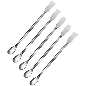5 Pieces 20cm Stainless Steel Lab Spoon Spatula 2 in 1 Long Handle Laboratory Sampling Spoon Mixing Spatula Double-Ended Reagent Sampling Spoon Lab Spatulas for Experiment Lab Use