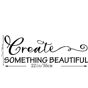 Create Something Beautiful Carved Pure Black Vinyl Wall Decal Art Letters Quotes Saying Wall Art Lettering Home Decor