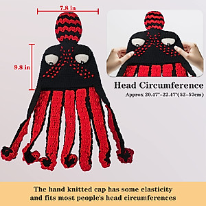 Aizami Knitted Winter Hat Knit Beanie Octopus Hat Unique Soft and Warm Hand Weave Hat for Women and Men Christmas Hat Black