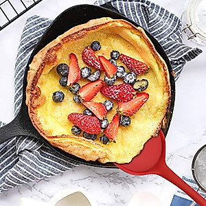 Silicone Non-stick Turner, High Heat Resistant to 480°F, KUFUNG Food Grade Solid Turner, BPA Free, Solid Spatula for Fish, Eggs, Pancakes (Solid Turner, Red)