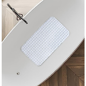 Splash Home Poz Bathtub Mat Non-Slip, Shower Mat with 86 Suction Cups and Drain Holes Bath Mat for Tub, 26.5 L x 14.25 W Inches, Machine Washable, PVC - Clear