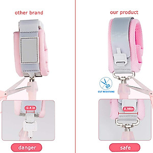 Anti Lost Wrist Link (8.2ft), Socub Breathable Toddler Leash Wrist for Child Safety, Wrist Link for Kids with Key Lock, Pink