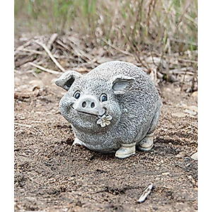 Roman Garden - Pig in Rain Boots Statue, 6H, Pudgy Pals Collection, Resin and Dolomite, Decorative, Garden Gift, Home Outdoor Decor, Durable, Long Lasting