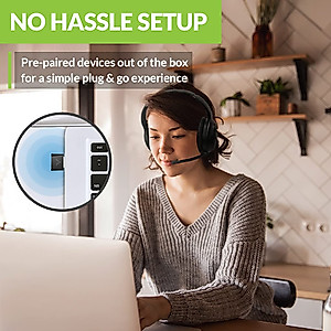 Avantree Aria 90B Bluetooth 5.0 Noise Cancelling Headphones with Microphone & USB Adapter for PC Computer Laptop Mobile Phones, 35Hrs Comfortable Wireless Headset for Music & Calls, Work from Home