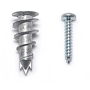 CONFAST Zinc Self-Drilling Drywall/Hollow-Wall Anchor Kit with Screws, 200 Pieces (100 Anchors+100 Screws) Includes #8 Anchors with Screws (Metal)