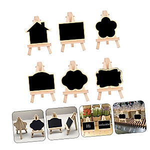 Garneck 6pcs Valentine's Day Message Board Mini Message Board Easel Stand Chalkboard Message Blackboard Wooden Message Board with Easel Stand Message Board Signs Pine Wood Household Card