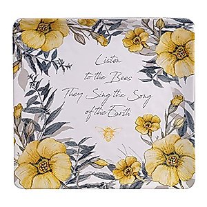 Certified International Bee Sweet Square Platter, 12.5" x 12.5" x 1", Multi Colored, Large