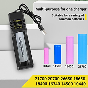 21700 Battery Charger,Single-Slot Intelligent Universal 21700 Charger for 3.7V Lithium Li-ion 21700 5500mah,26650,18650,18500,18350,16650 Rechargeable Battery
