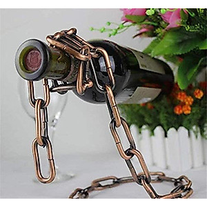TBWHL Novelty Magic Wine Bottle Holder Floating Steel Link Chain Wine Bottle Rack/Holder - Holds Bottles in The Air (Brown)