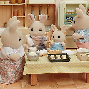 Calico Critters Milk Rabbit Family - Set of 4 Collectible Doll Figures for Children Ages 3+