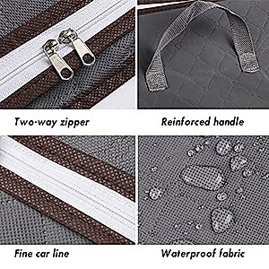 Closet Organizers Bags with Handle and Clear Window Set of 3 Fordable Under Bed Thick Fabric Comforters, Blankets,Clothing Storage Bags