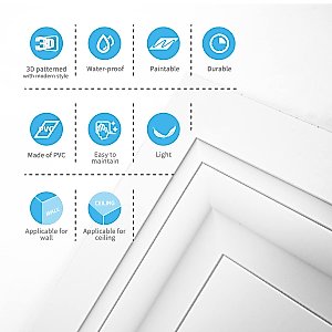 Art3d 12-Pack Square Drop Ceiling Tile 2ft x 2ft in White, PVC Ceiling Panel 24 x 24in. - Compatible with 15/16" Drop Ceiling Grid System