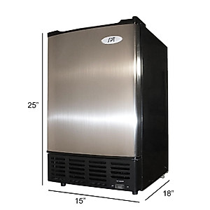 SPT IM-150USA Stainless Steel Undercounter Ice Maker with Freezer, No Drain Required