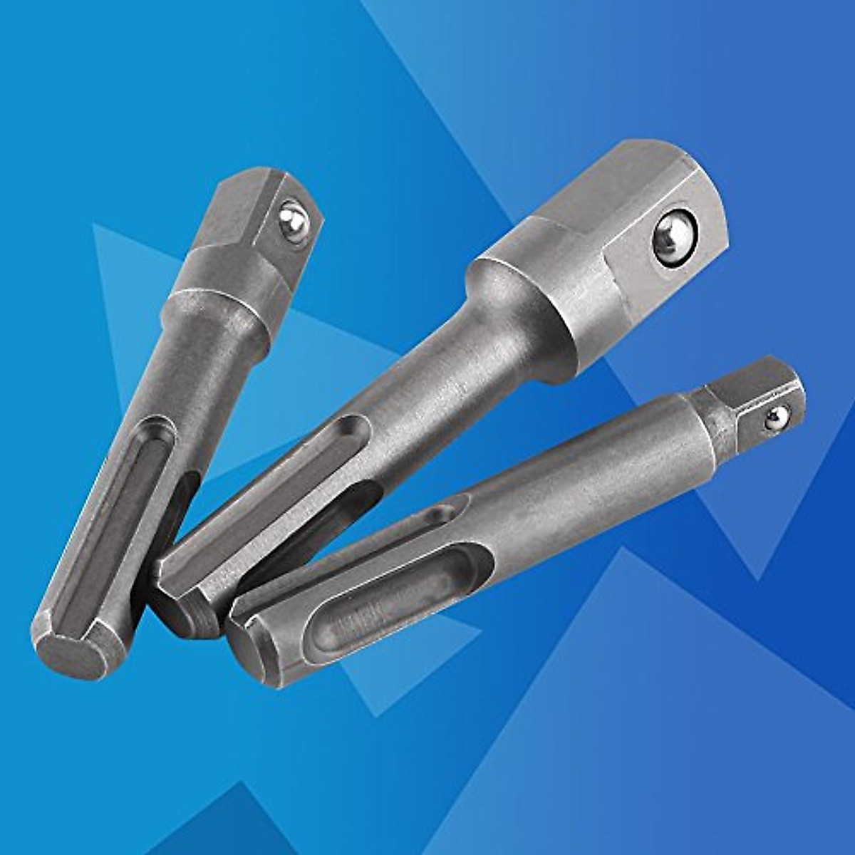 4Pcs Set SDS Plus Shank to 1/4" Hex Socket Adaptor and 1/4" 3/8" 1/2" Head Drill Bit Extension Connector