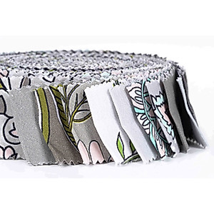 Soimoi 40Pcs Block Print Precut Fabrics Strips Roll Up 1.5x42inches Cotton Jelly Rolls for Quilting - Black