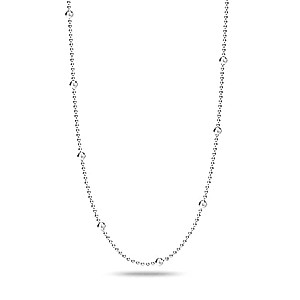LeCalla 925 Sterling Silver Italian Ball Bead Station Chain Necklace for Teen and Women 18 Inches