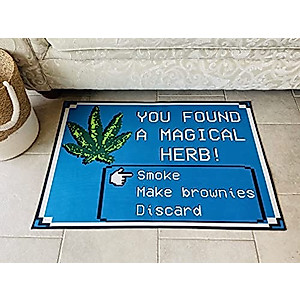 You Found A Magical Herb 3x2 Feet Funny Area Rug Indoor Welcome Mat Doormat 420 Friendly Magic Weed RPG Pixel Art 8 Bit Retro Gamer Accent Rug