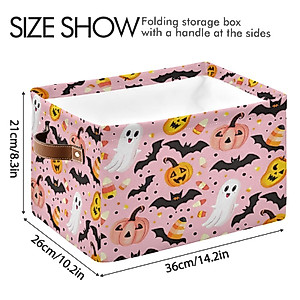 Kigai 2 PCS Storage Basket Halloween Boo Waterproof Foldable Canvas Storage Bin Laundry Basket Toy Clothes Organizer for Nursery Closet Shelf Office