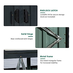 Garbage Bin Shed Stores 2 Trash Cans Metal Outdoor Bin Shed for Garbage Storage, Stainless Galvanized Steel, Bin Shed for Garden Yard Lawn - Durable, Ventilated, Lockable, and Easy to Clean